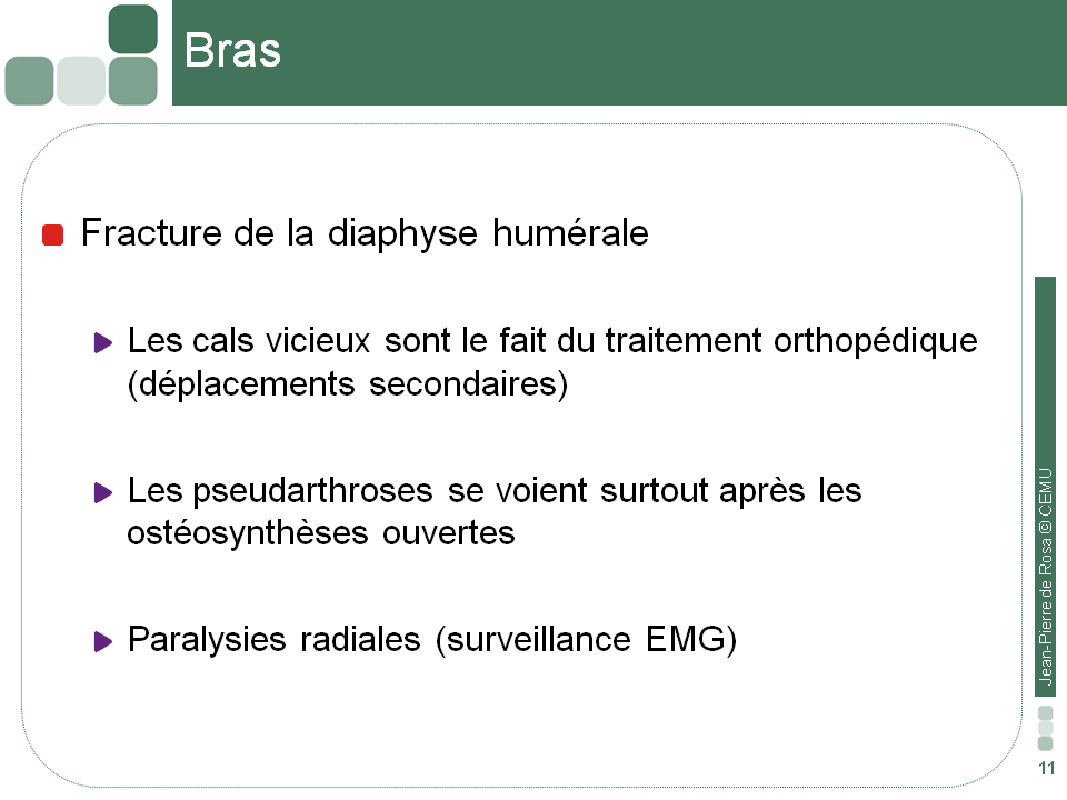IFSI 2013 - Les processus traumatiques : 04 - Traumatologie du bras et ...