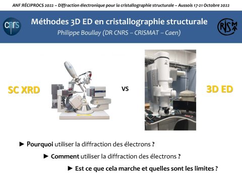 Méthodes 3D ED en cristallographie structurale | Canal U